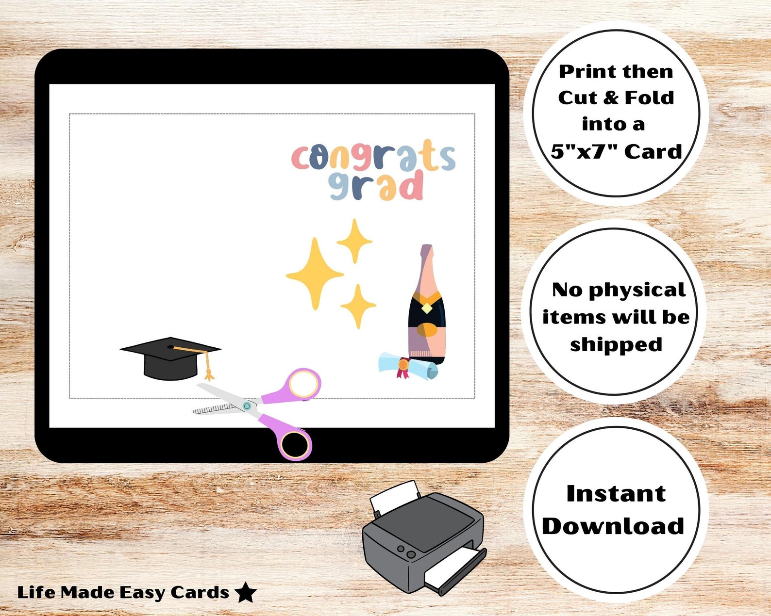 Printable Graduation Card, Congrats Grad, Congratulations Graduate ...