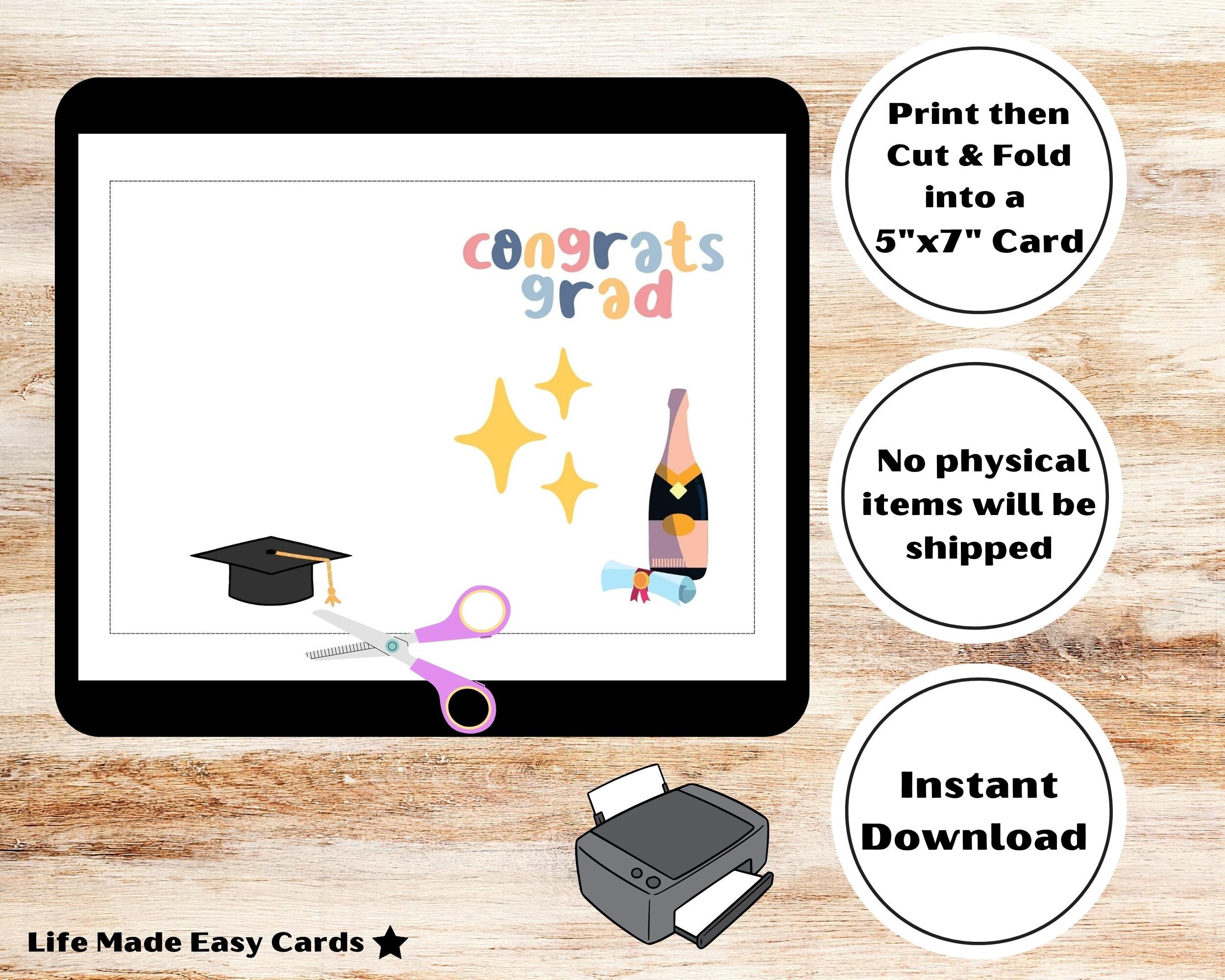 Printable Graduation Card, Congrats Grad, Congratulations Graduate ...