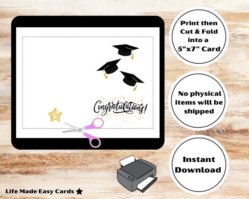Printable Graduation Card, Congratulations Card, Congrats Grad Card ...