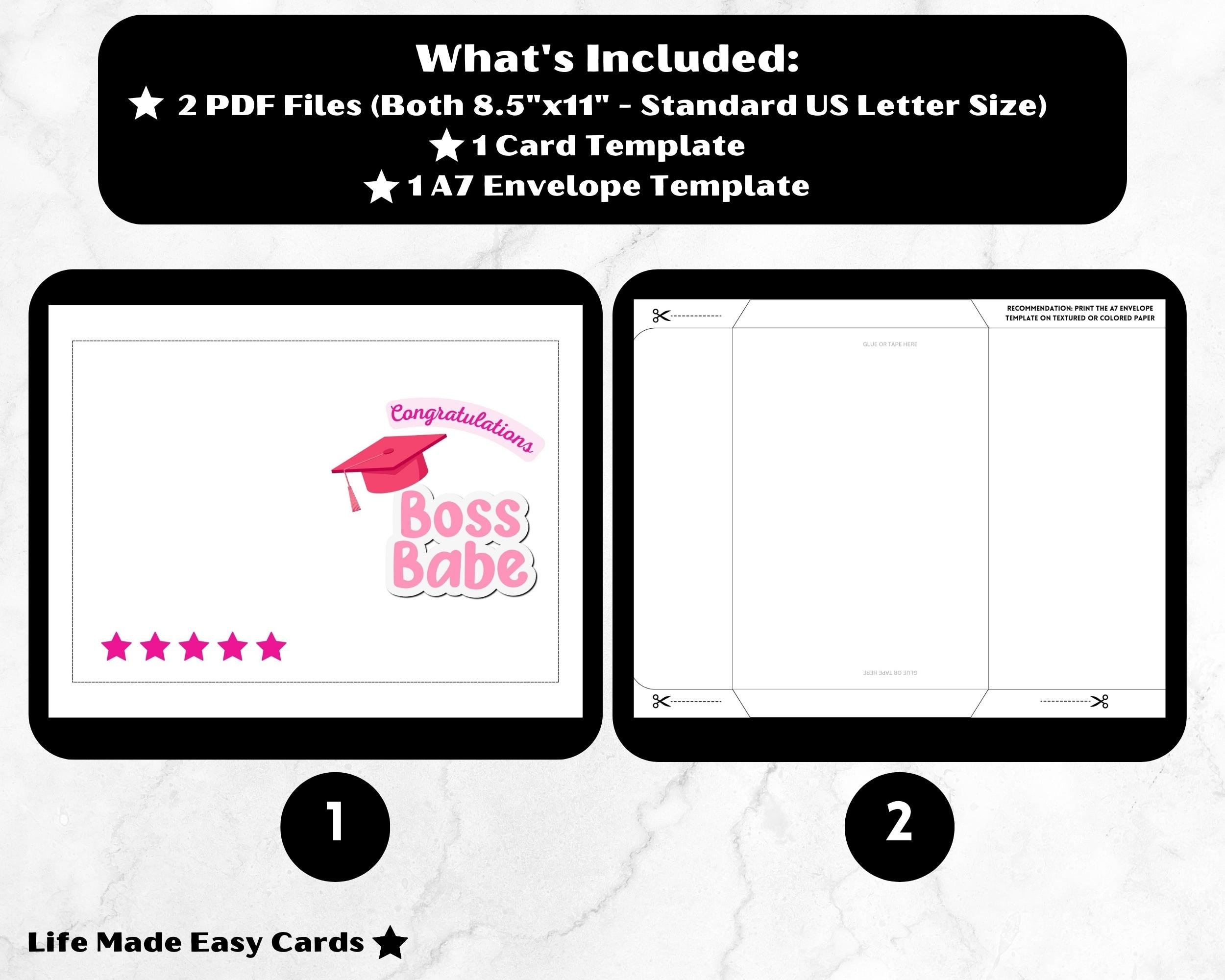 Printable Graduation Cards Instant Download, Congratulations Boss Babe ...