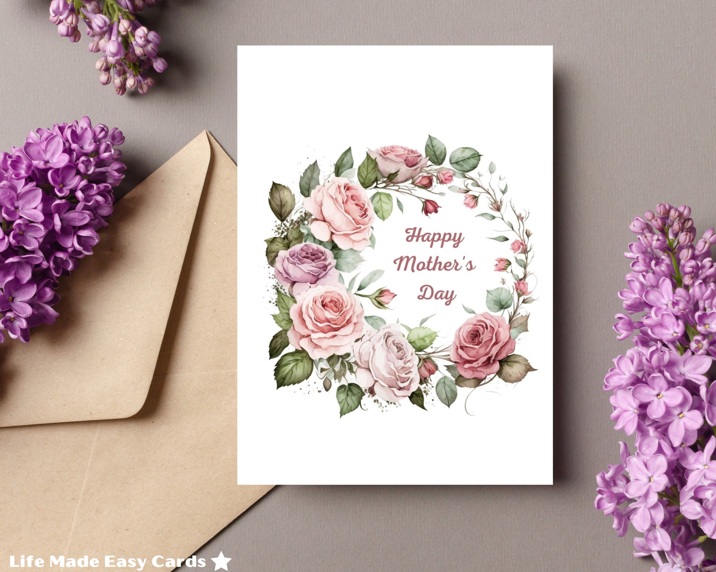 Mothers Day Card Printable, Happy Mothers Day Card, Digital Mothers Day ...