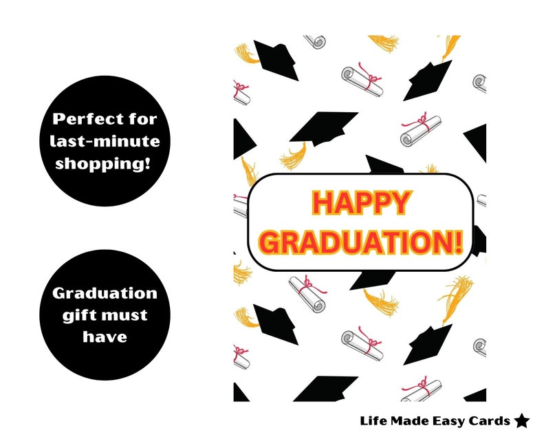 Printable Graduation Card, Digital Download Card, Happy Graduation Card ...