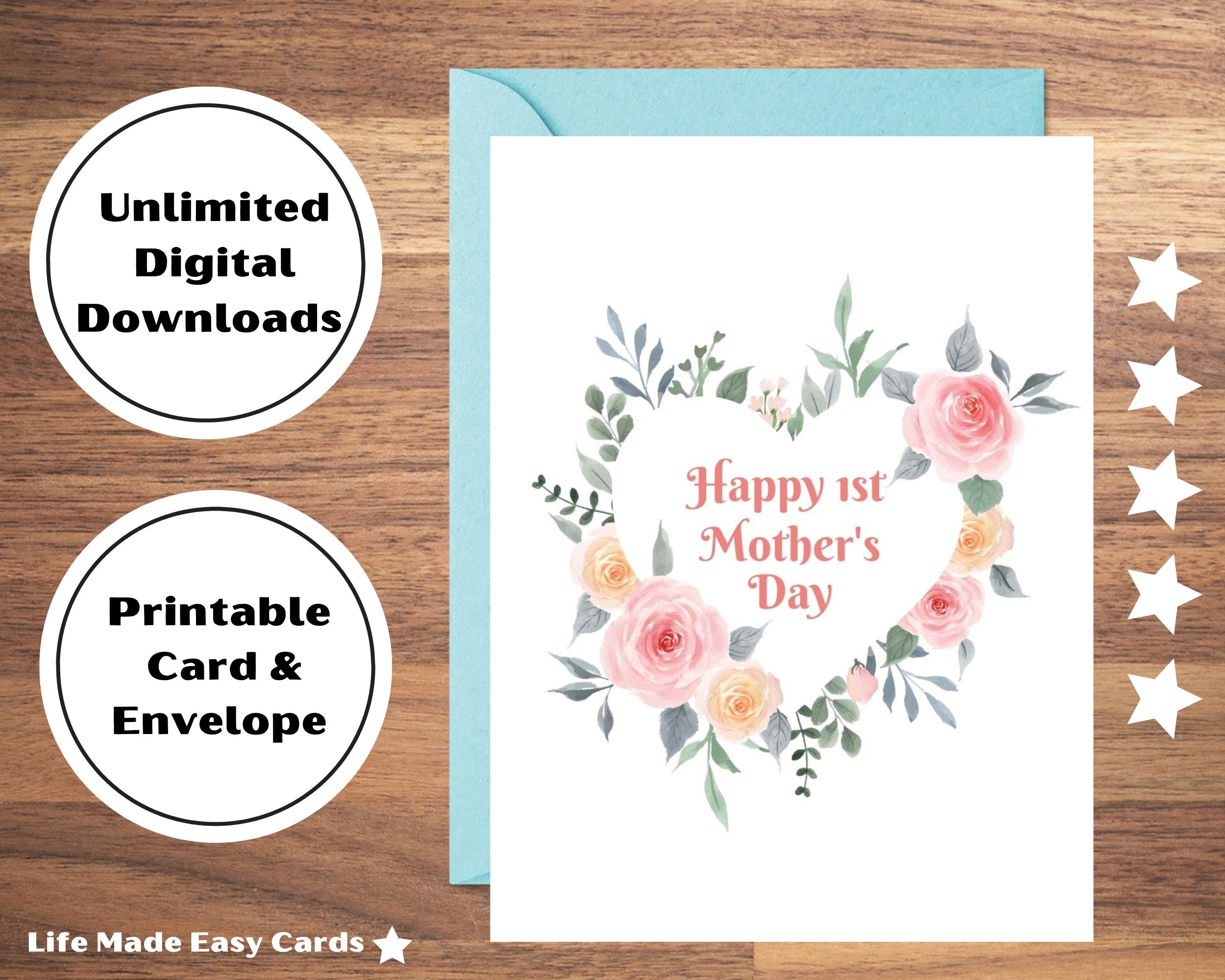 Happy 1st Mothers Day Card, Printable Mothers Day Card, Digital Mothers ...