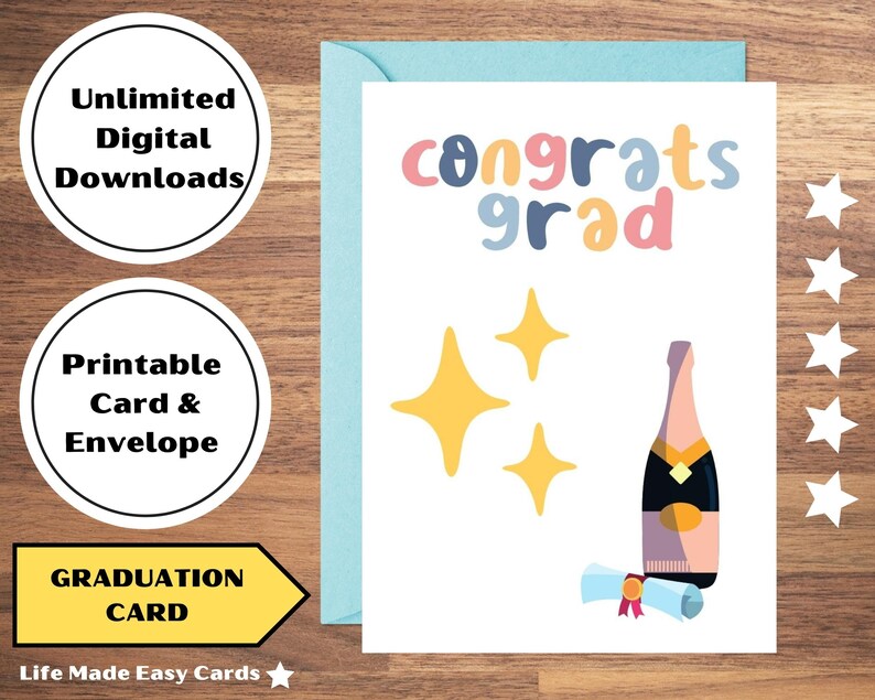 Printable Graduation Card, Congrats Grad, Congratulations Graduate ...
