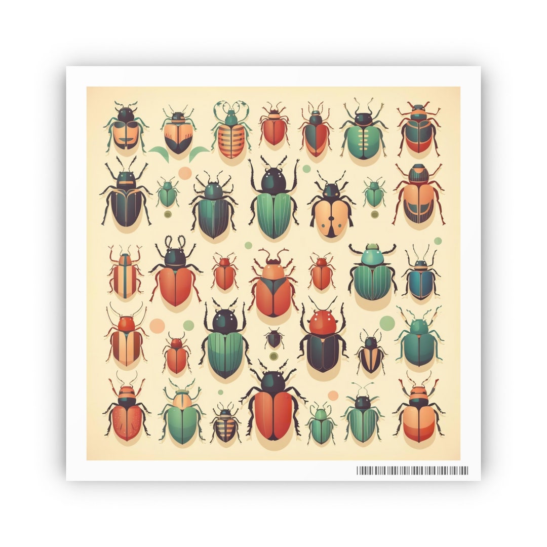 Vintage Beetles Poster: Enchanting Botanical Print for Nature - Etsy