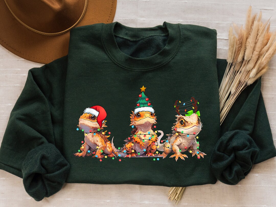 Bearded Dragon Christmas Lights Sweatshirt Merry Christmas - Etsy