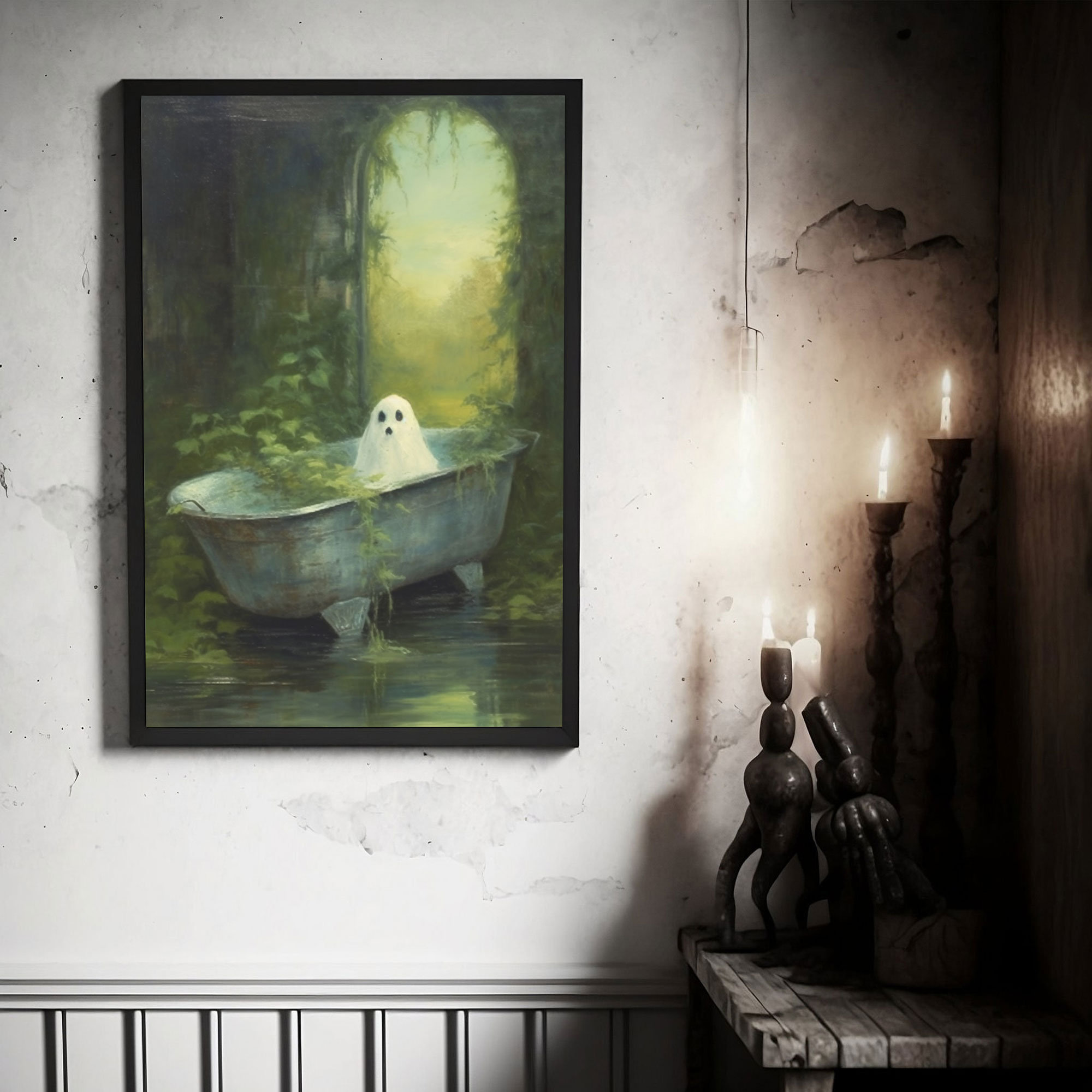 Ghost Bathroom Print Digital PNG Ghost in the Bath Wall Art - Etsy