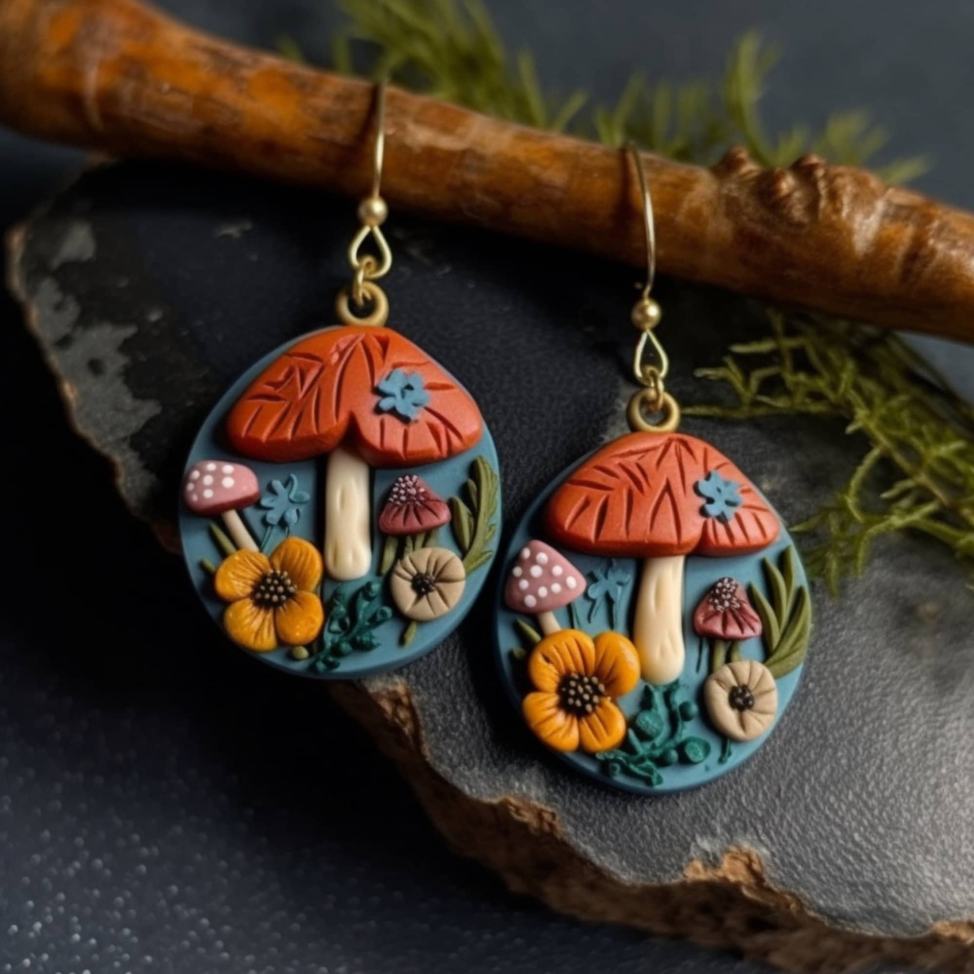 Mushroom Earrings, Dark Cottagecore Jewelry, Goblincore Gifts, Witch ...