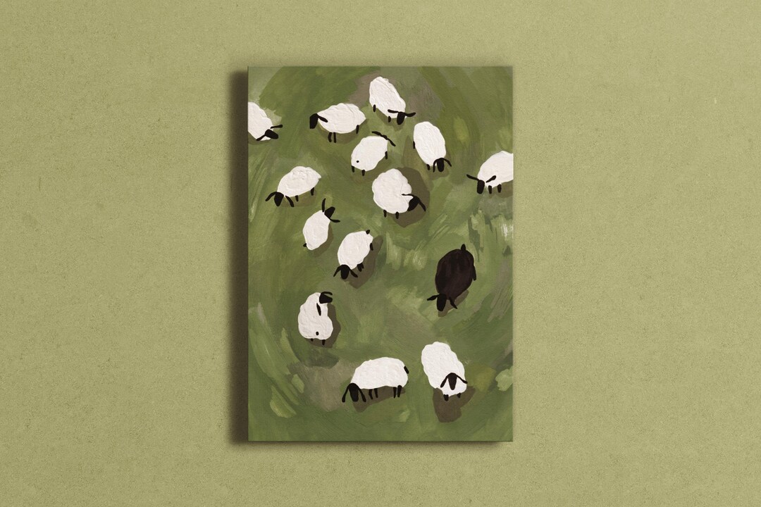 Black Sheep Poster - Scandinavian Wall Art - Animal Illustration ...