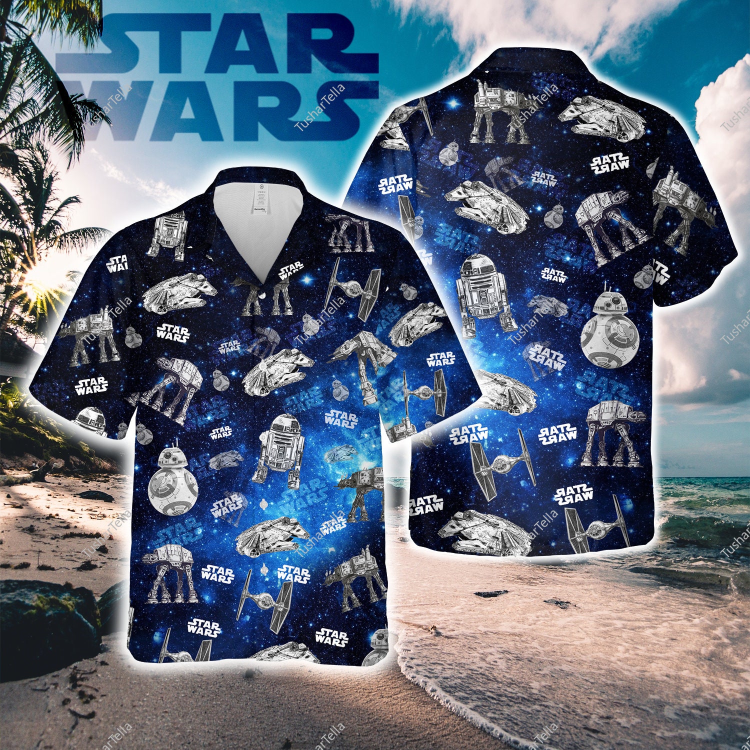 Star Wars Synthwave Film Americain Chemise Hawaïenne