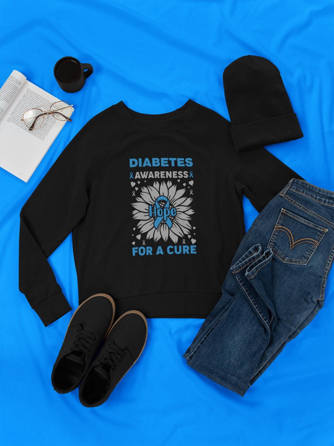 Diabetes Awareness Hope for a Cure Sweatshirt, Unisex Crewneck Jumper ...