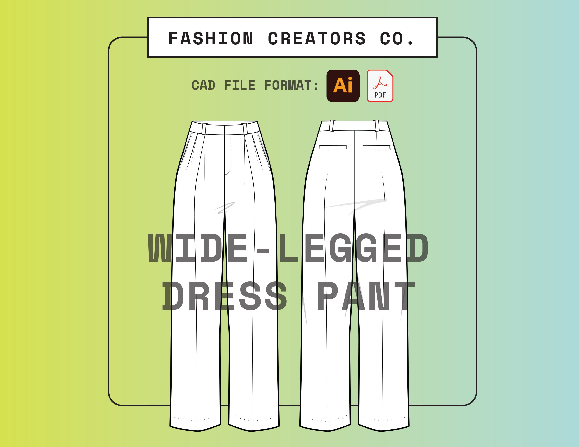Dress Pant | Digital Fashion Flat Sketch | Vector Drawing | CAD | Tech ...