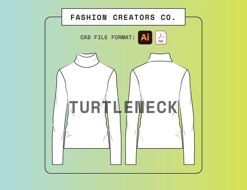 Turtleneck | Digital Fashion Flat Sketch | Vector Drawing | CAD | Tech ...