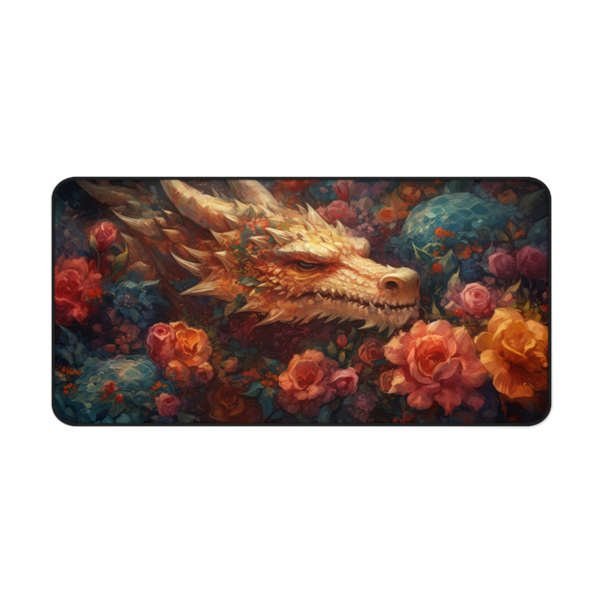 Slumbering Dragon Dnd Desk Mat Floral Design XL Mouse Pad in Multiple ...