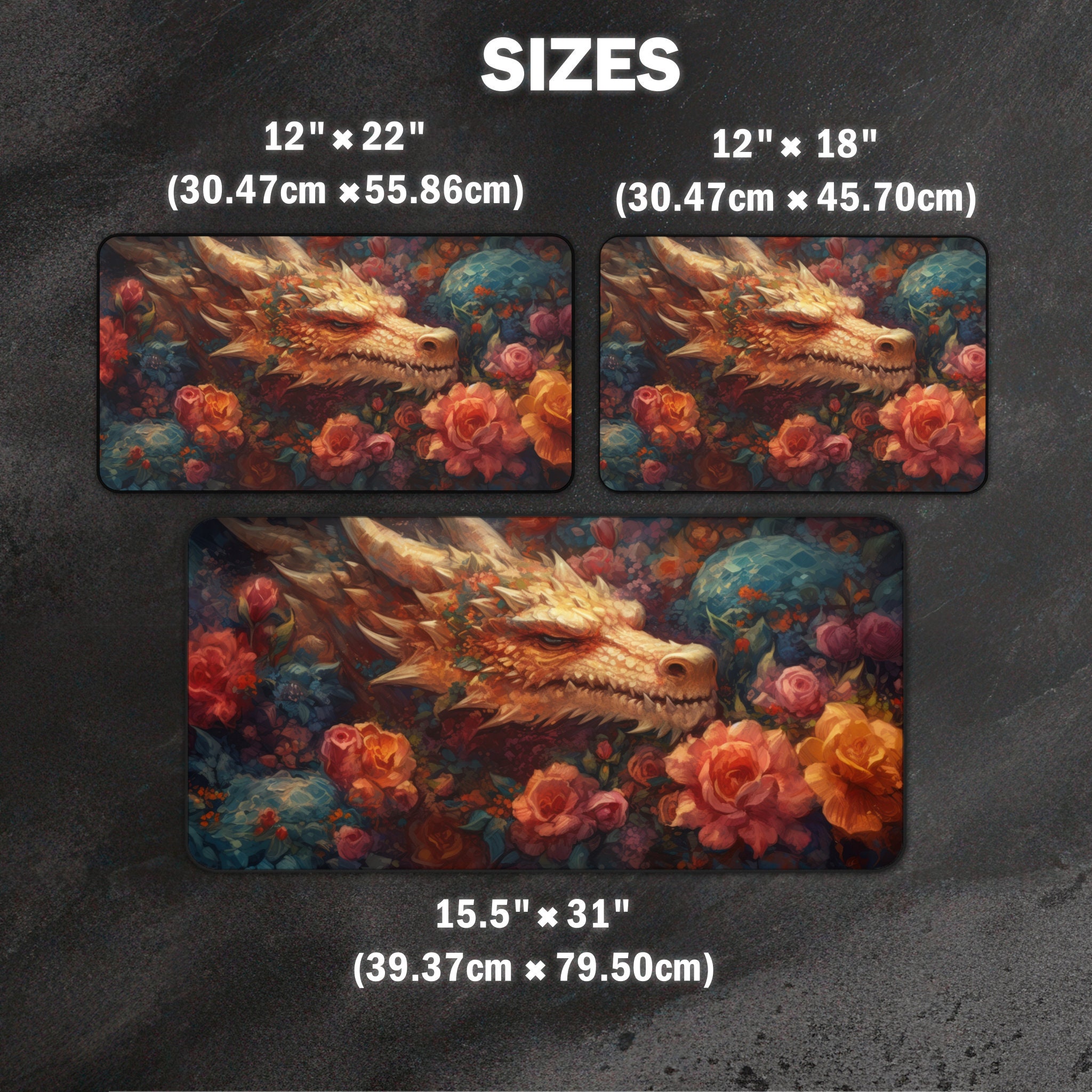 Slumbering Dragon Dnd Desk Mat Floral Design XL Mouse Pad in Multiple ...