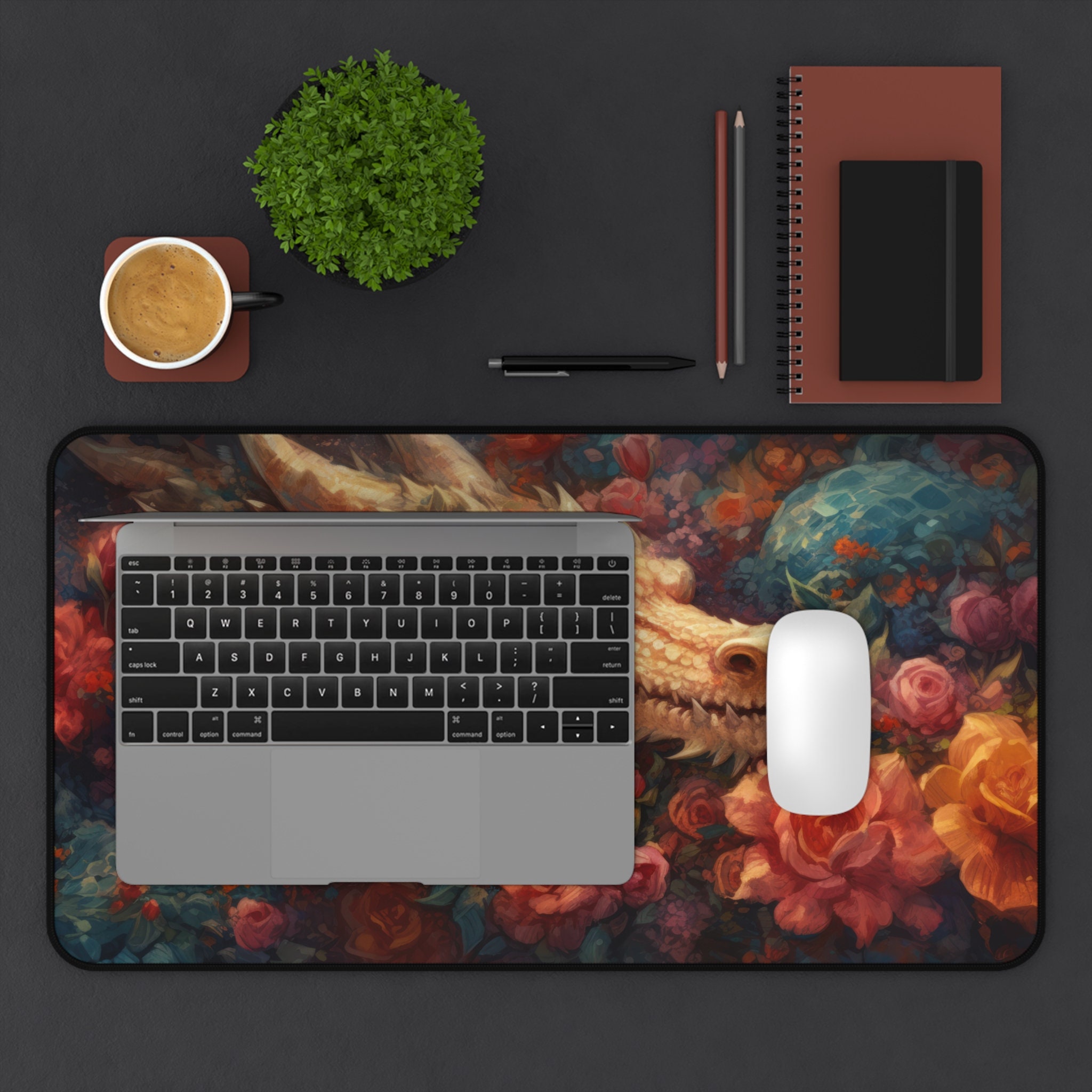 Slumbering Dragon Dnd Desk Mat Floral Design XL Mouse Pad in Multiple ...