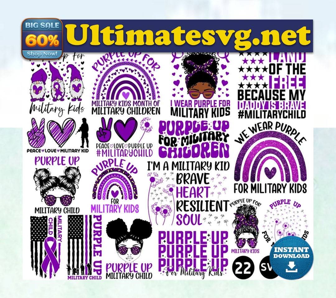 Purple up Military Child Svg Png Bundle Month of the Military - Etsy