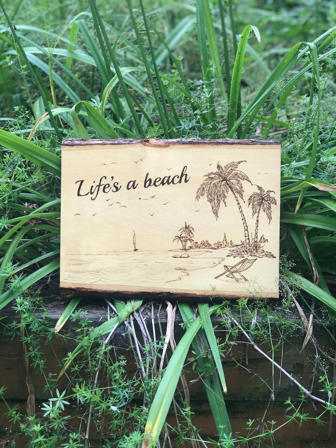 Wood Burn Art, Life's a Beach Scene, Pyrography Art - Etsy