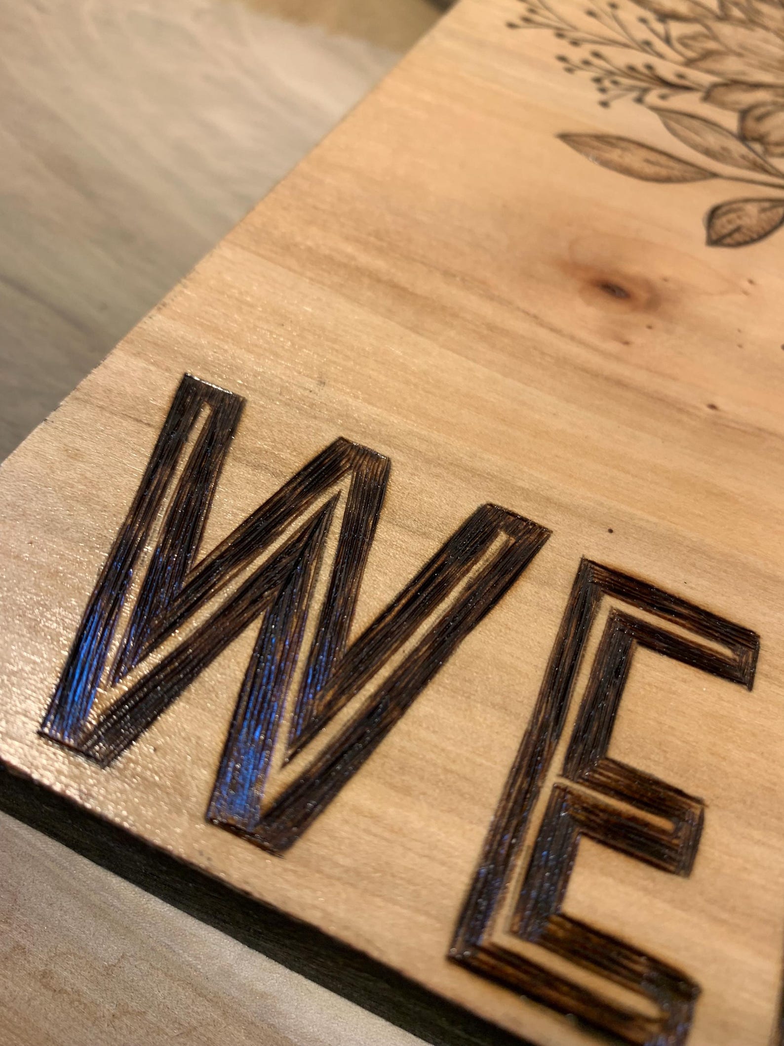 Hand-crafted Pyrography Ambrosia Maple Floral Wooden Welcome Sign - Etsy