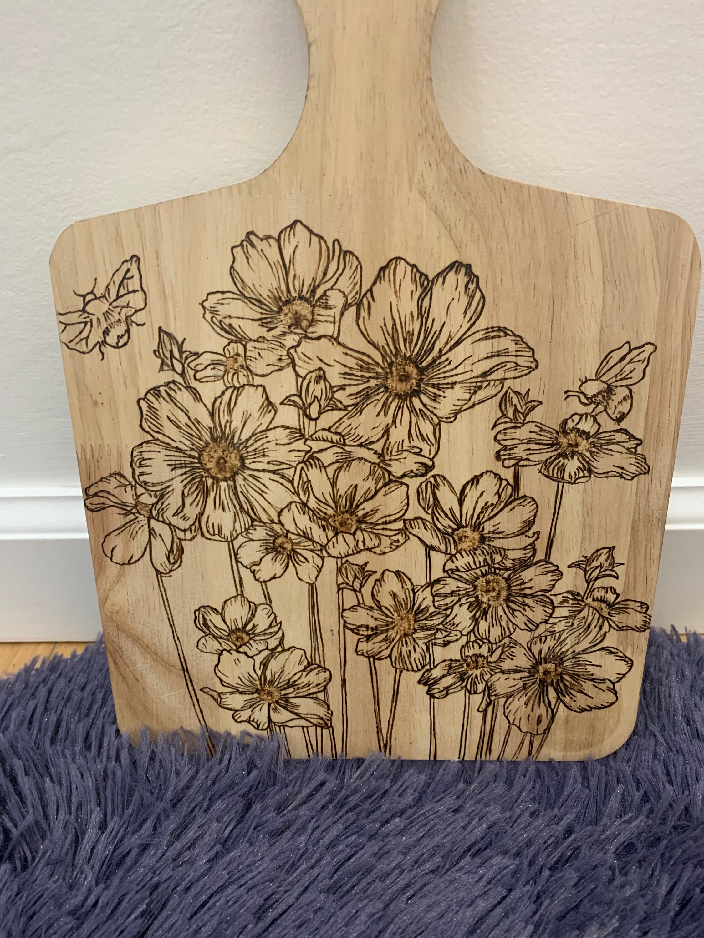 Decorative Flower Cutting Board - Woodburned Art- Handmade Gifts ...