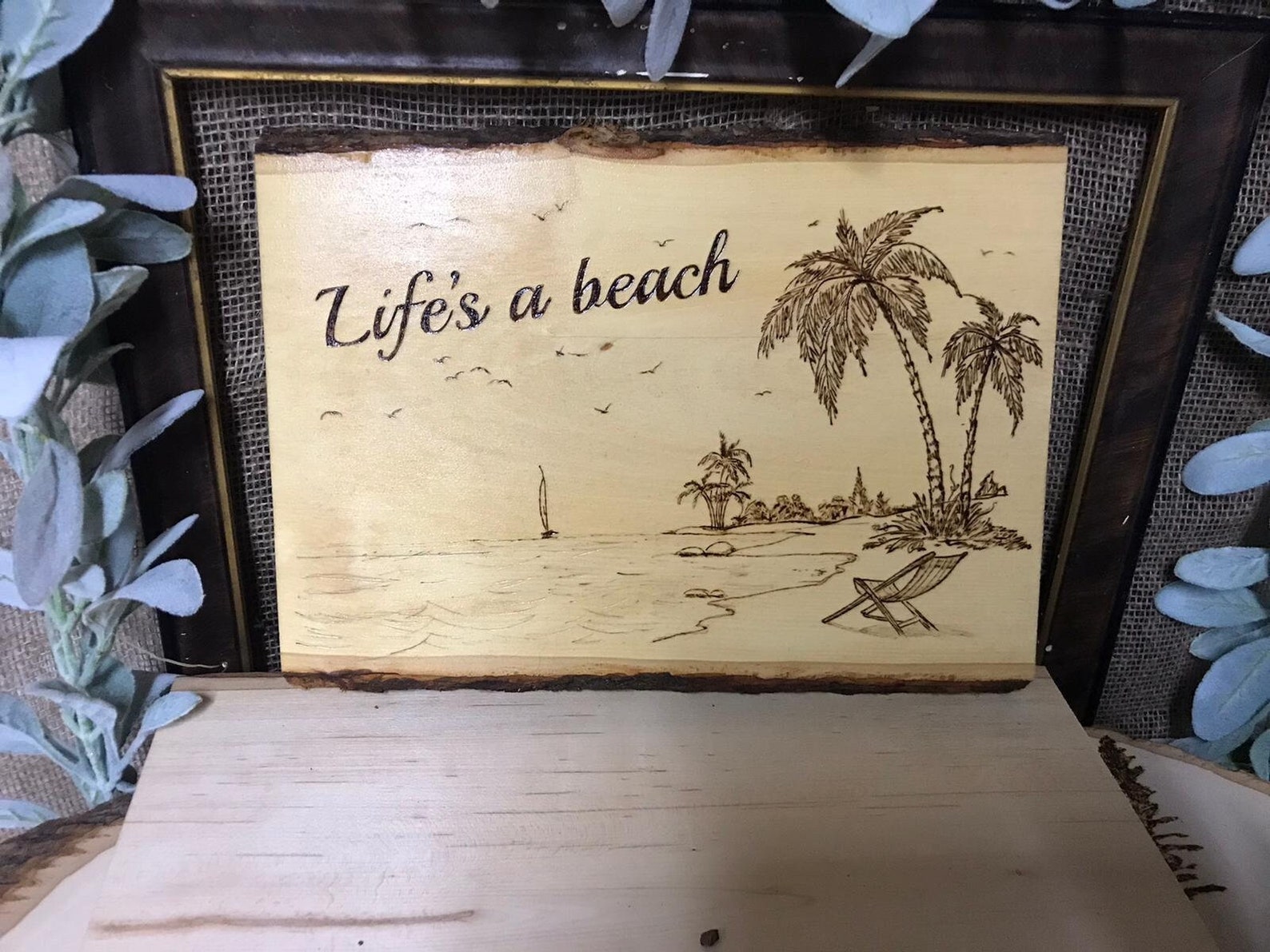 Wood Burn Art, Life's a Beach Scene, Pyrography Art - Etsy
