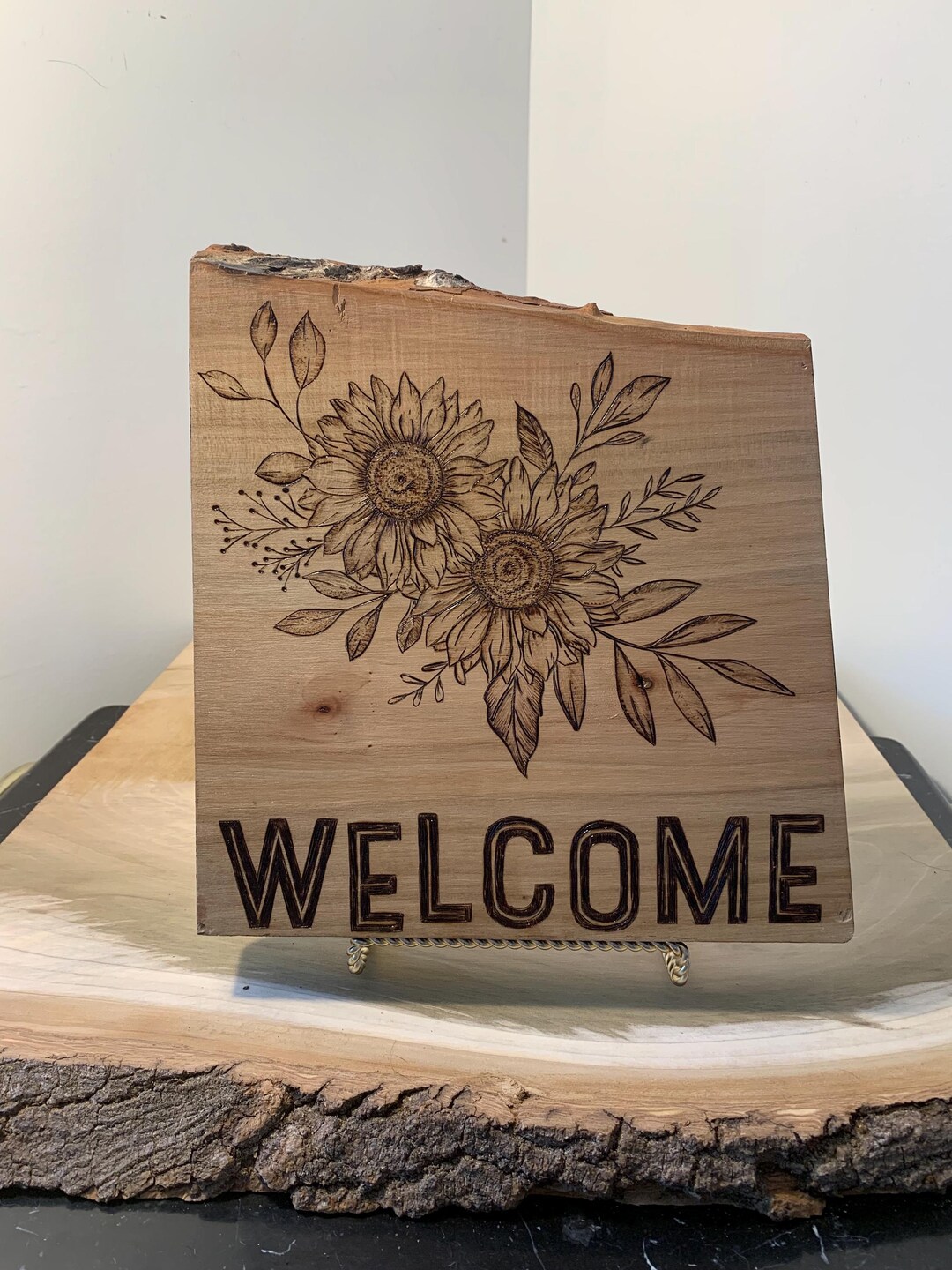 Hand-crafted Pyrography Ambrosia Maple Floral Wooden Welcome Sign - Etsy