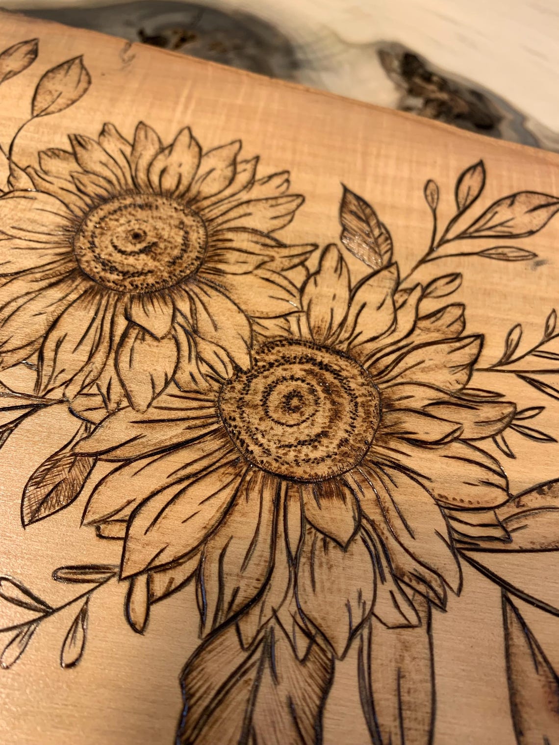 Hand-crafted Pyrography Ambrosia Maple Floral Wooden Welcome Sign - Etsy