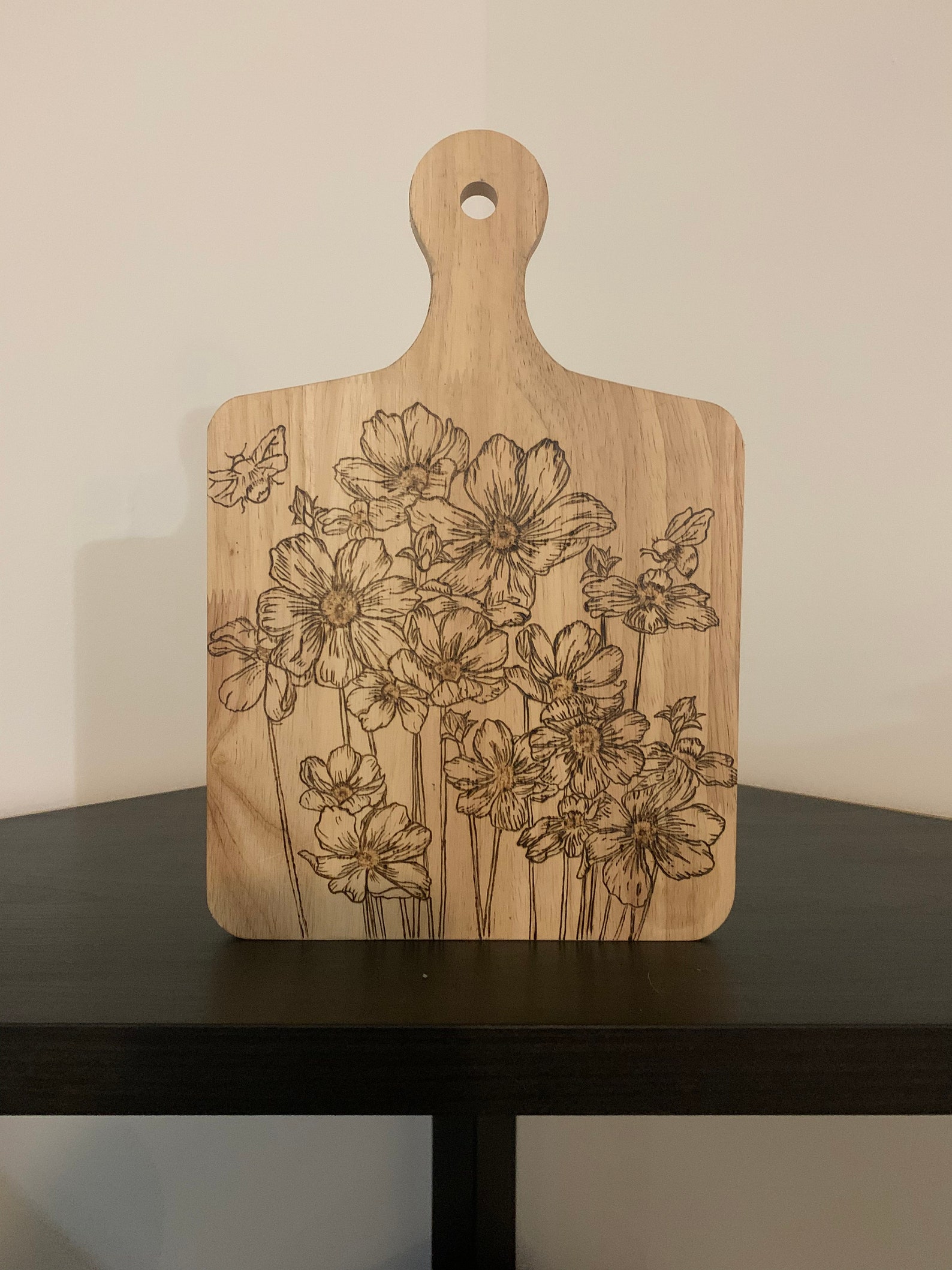 Decorative Flower Cutting Board - Woodburned Art- Handmade Gifts ...