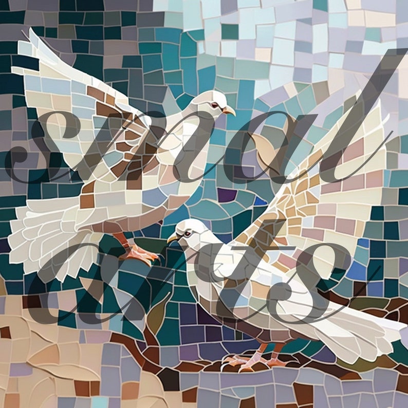 300 DPI, Mosaic Style Dove, 4K Quality, Clipart, Transparent, Holy ...