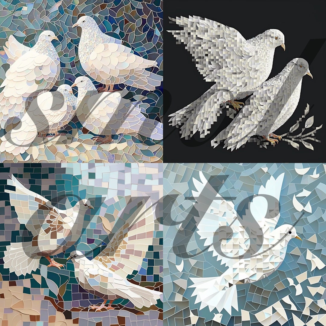 300 DPI, Mosaic Style Dove, 4K Quality, Clipart, Transparent, Holy ...