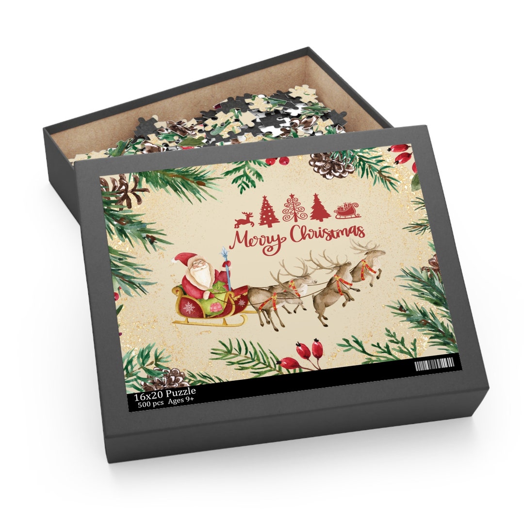 Traditional Santa and Sleigh Merry Christmas Puzzle 120 252 - Etsy