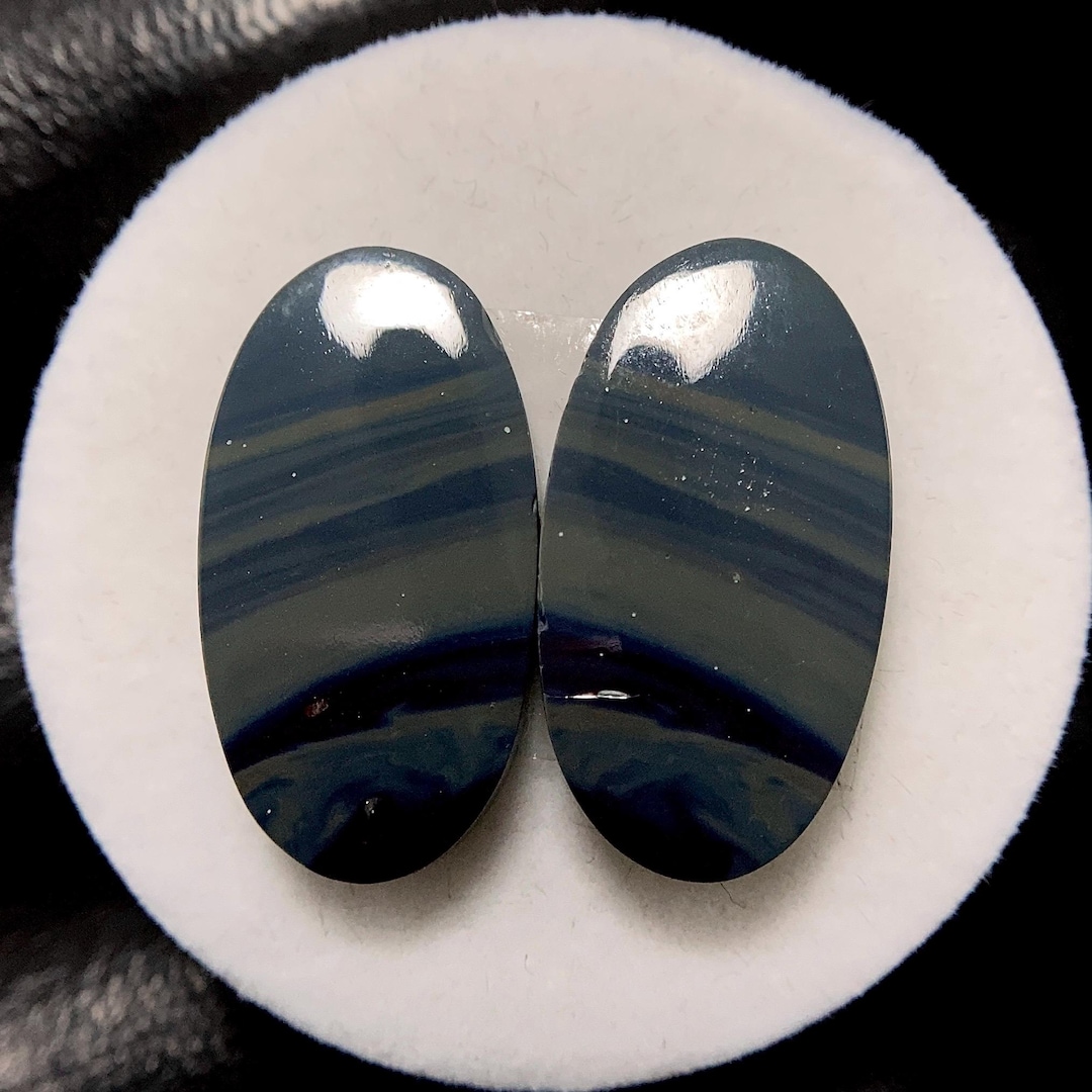 Leland Blue Mountain Stone AKA Blue Slag Pair, Oval Cabochon, 25x13x4 ...