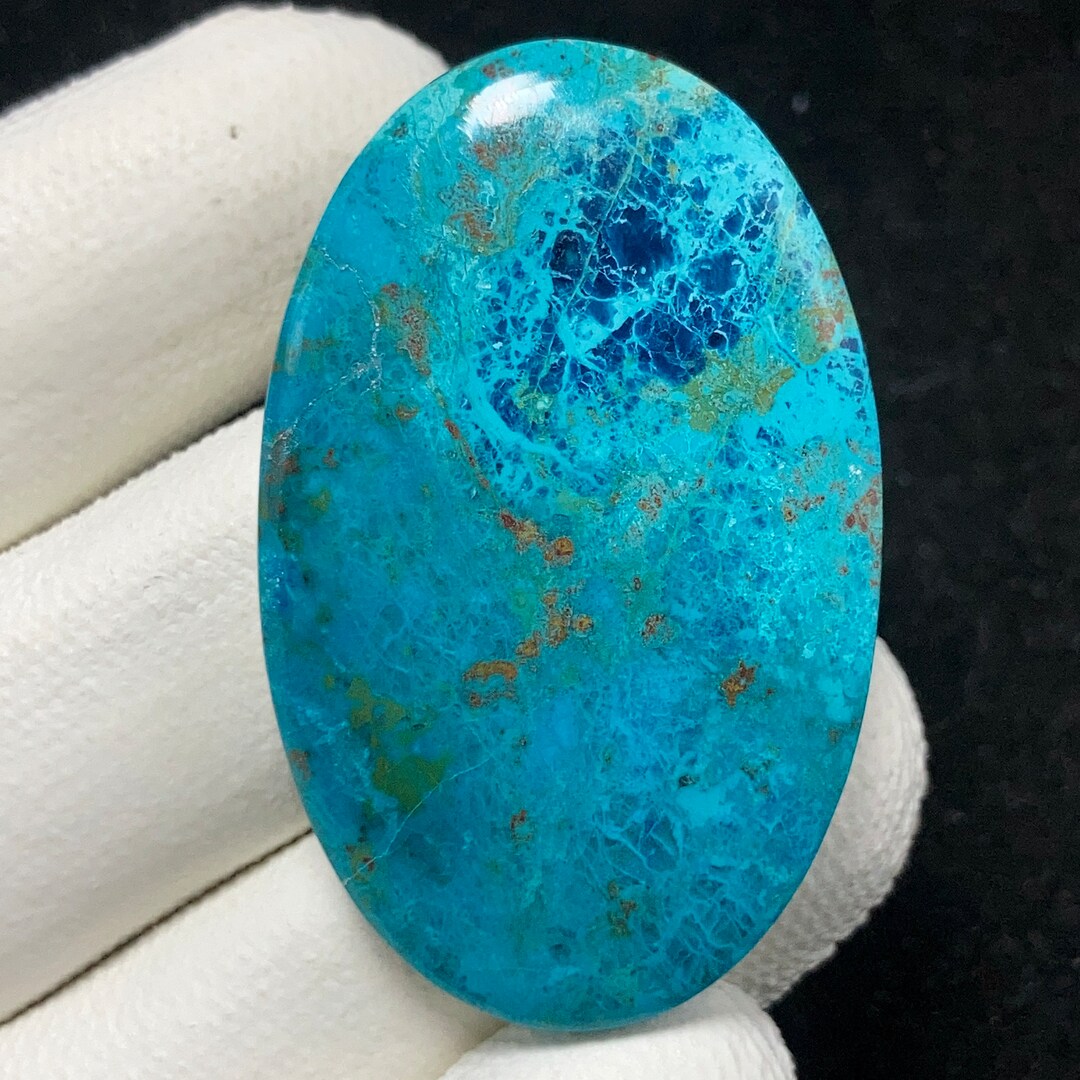 Natural Azurite Drop in Shattuckite, Oval Cabochon, 42x27x6 MM, 63 CTS ...