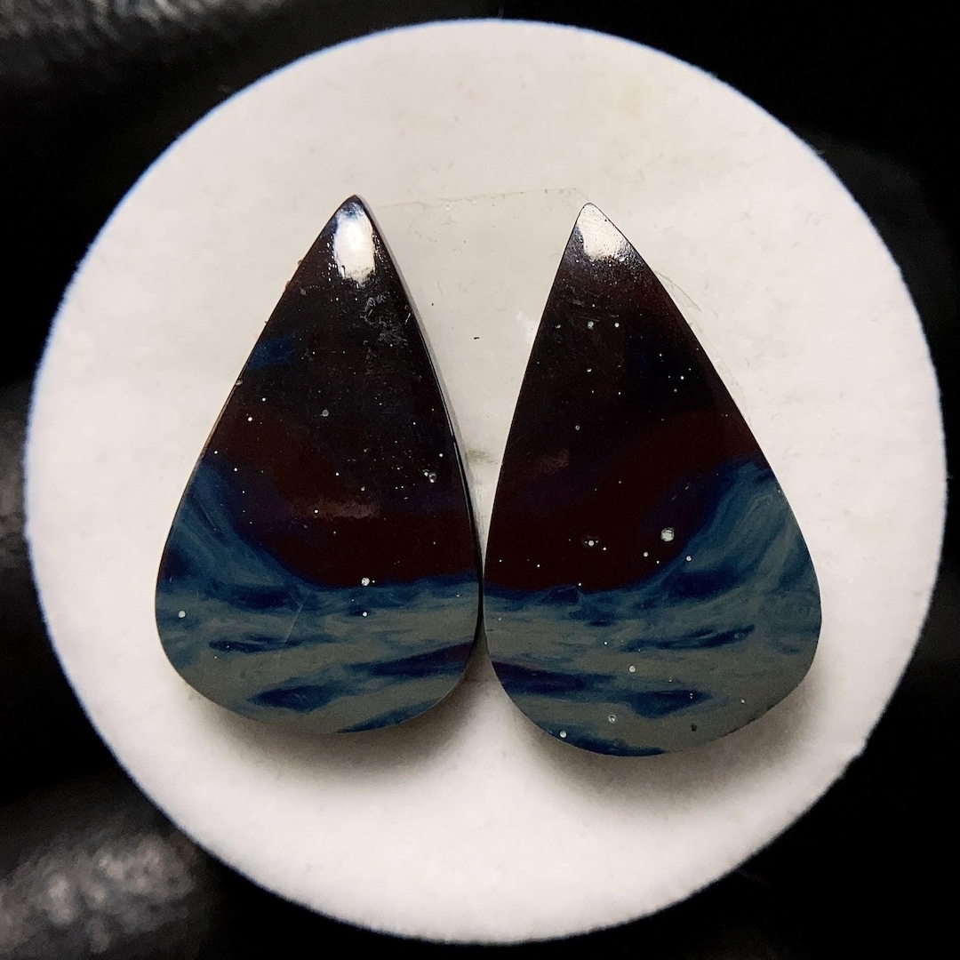Leland Blue Mountain Stone AKA Blue Slag Pair, Pear Cabochon, 20x12x4 ...