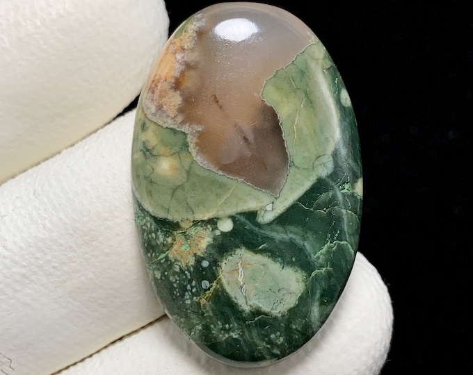 Natural Australian Rainforest Jasper, Oval Cabochon, 33x21x6 MM, 33 CTS ...
