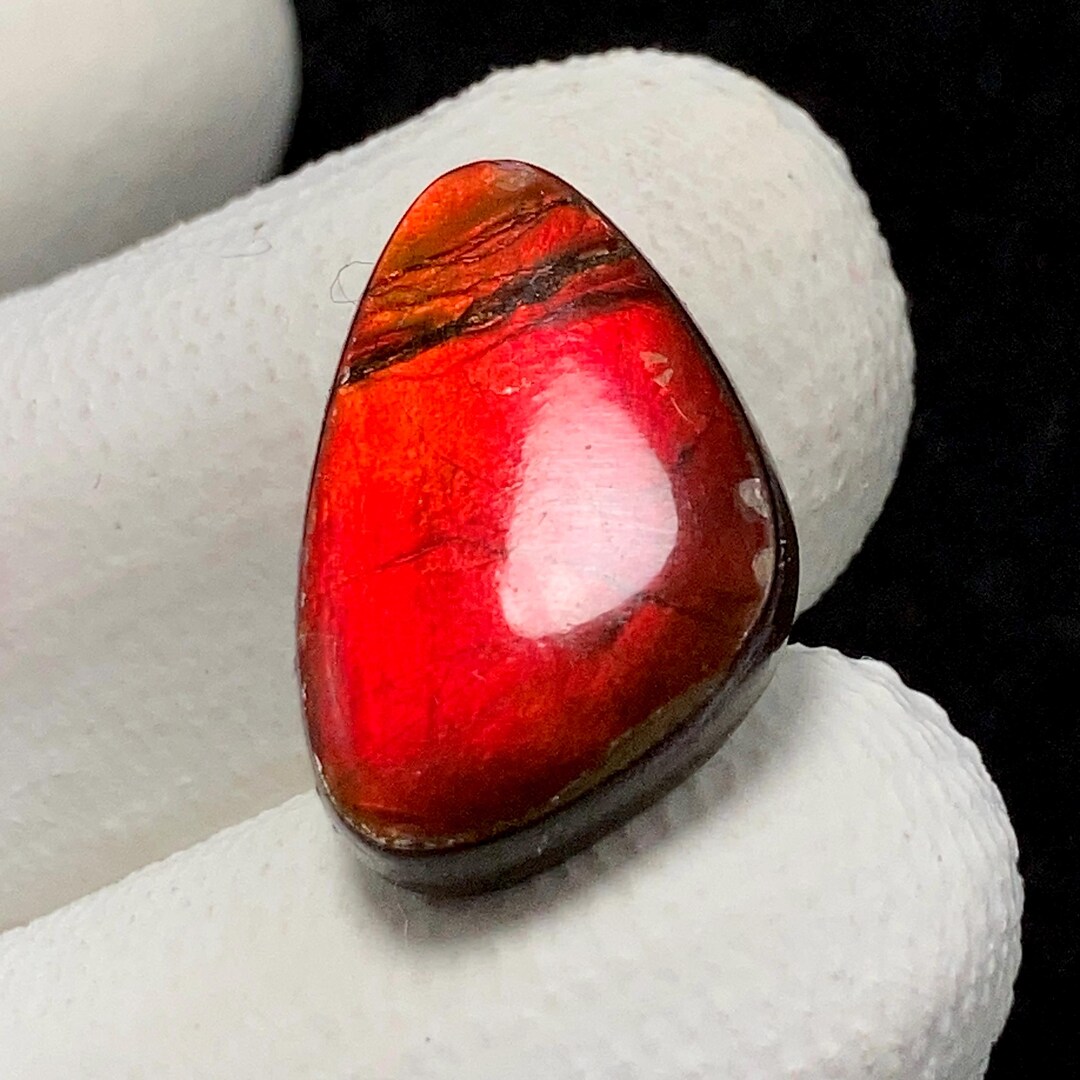 Hot Red Fiery Ammolite, Freeform Cabochon, 18x12x4 MM, 9 CTS, Beautiful ...