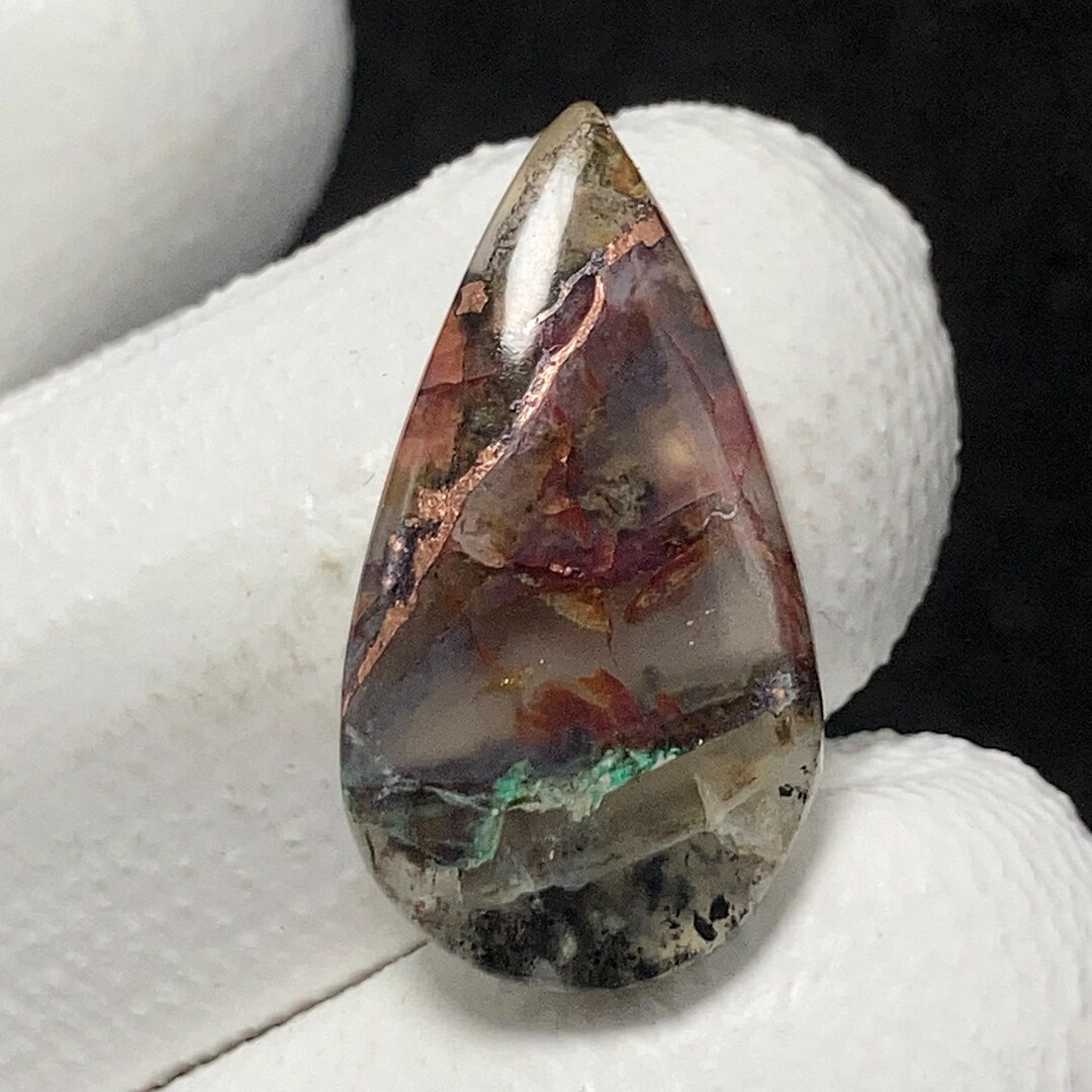 Copper Native Confetti Chrysocolla, Pear Cabochon, 21x12x3 MM, 7 Cts ...