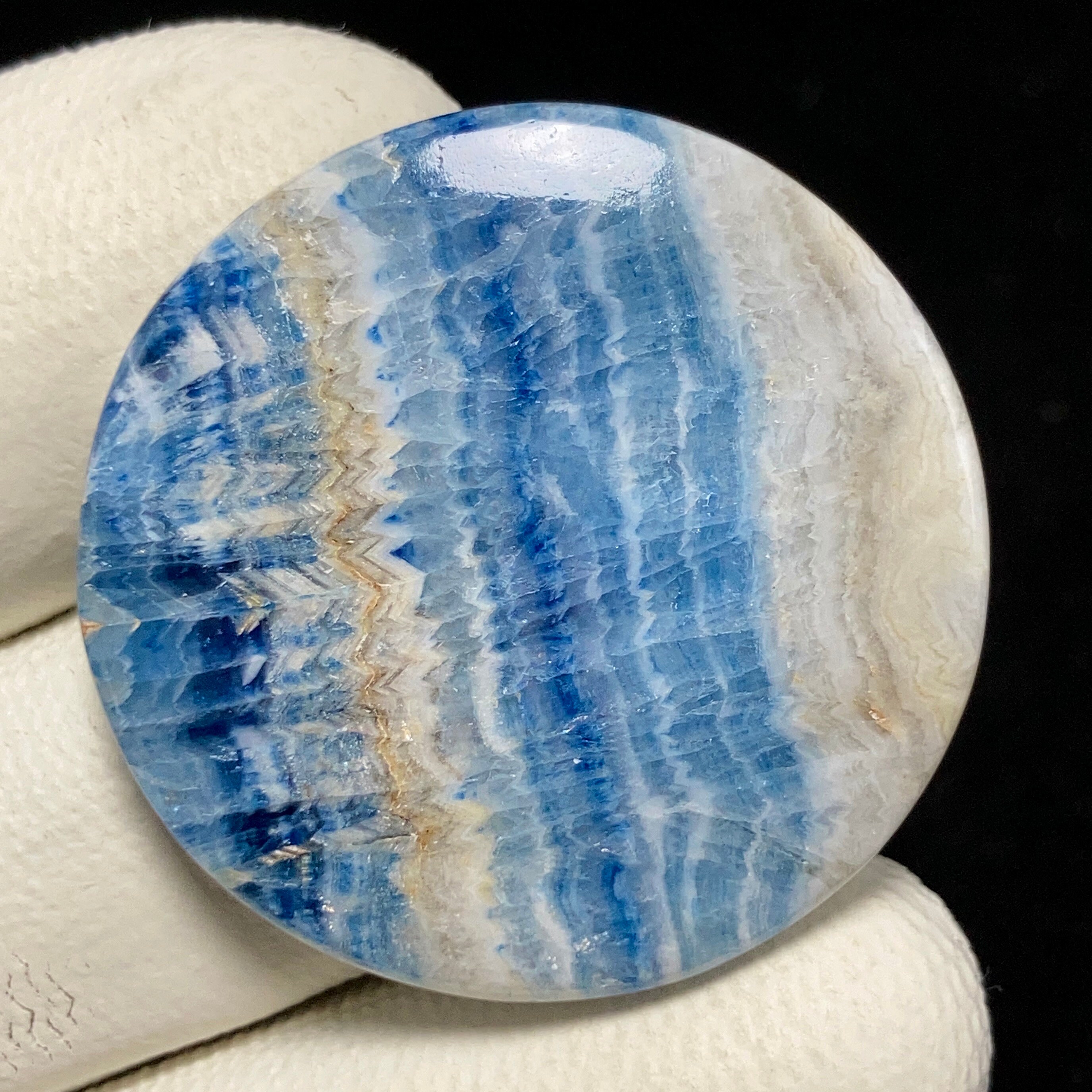 Natural Turkish Blue Scheelite , Round Cabochon, 35x4 MM, 48 CTS ...