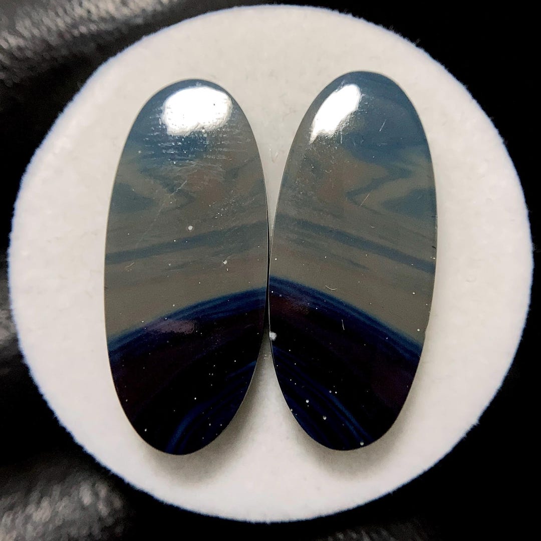 Leland Blue Mountain Stone AKA Blue Slag Pair, Oval Cabochon, 31x13x4 ...
