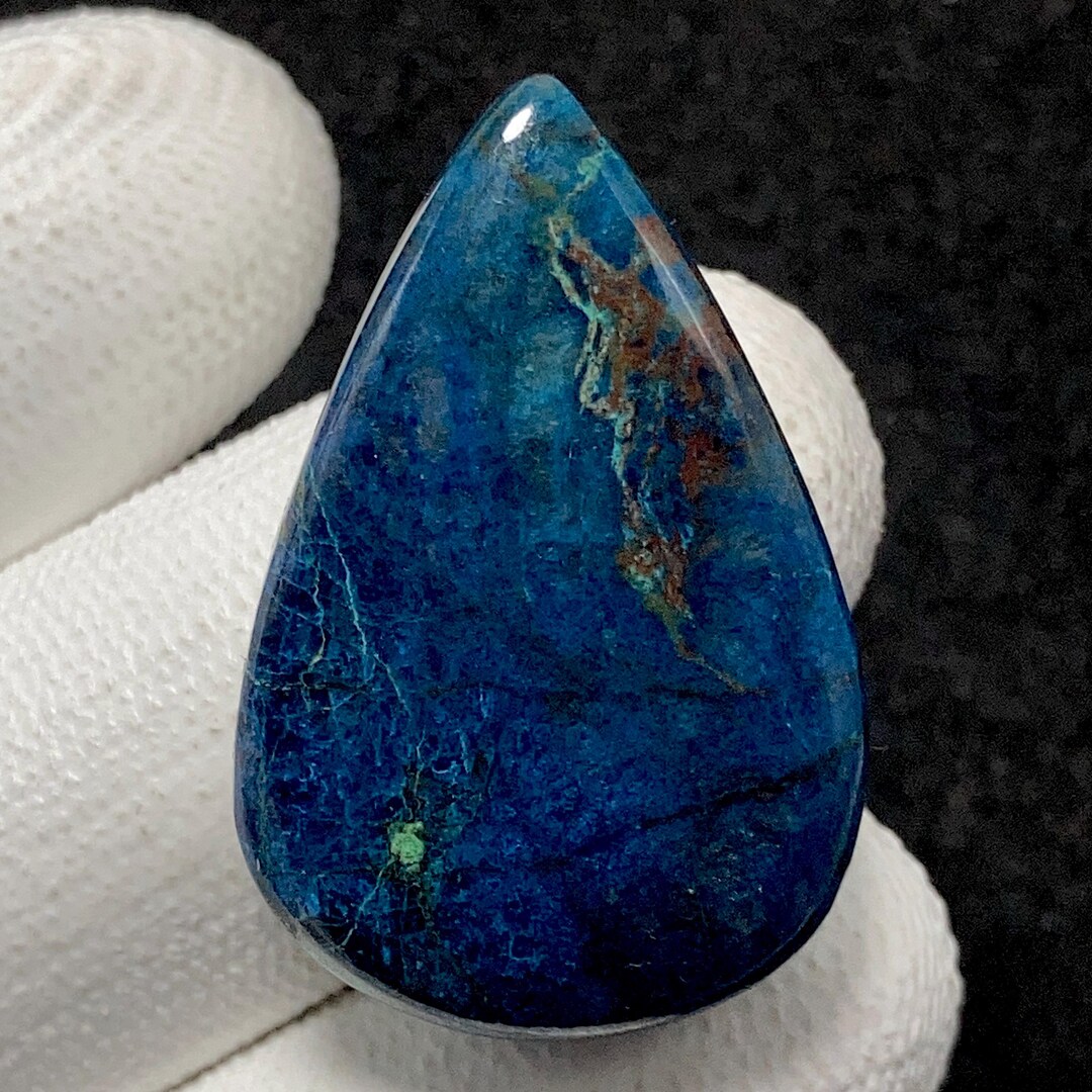 Sonoran Azurite Gem Silica, Copper Mineral , Pear Cabochon, 31x21x7 MM ...