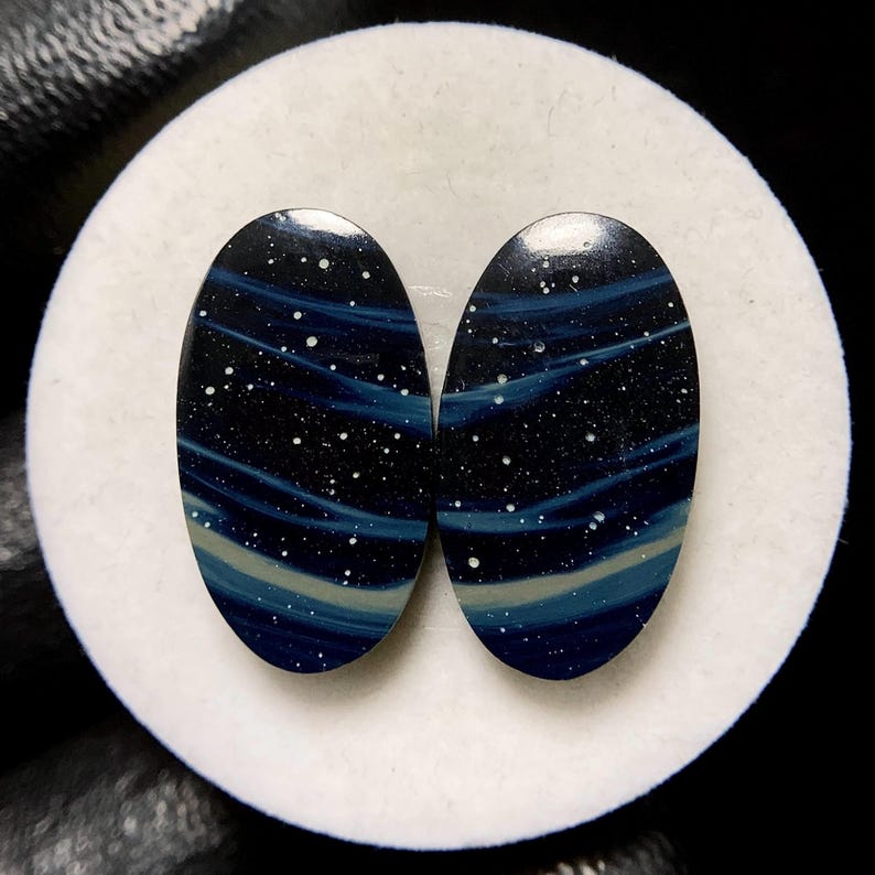 Blue Slag AKA Leland Blue Mountain Stone Pair, Oval Cabochon, 24x13x4 ...