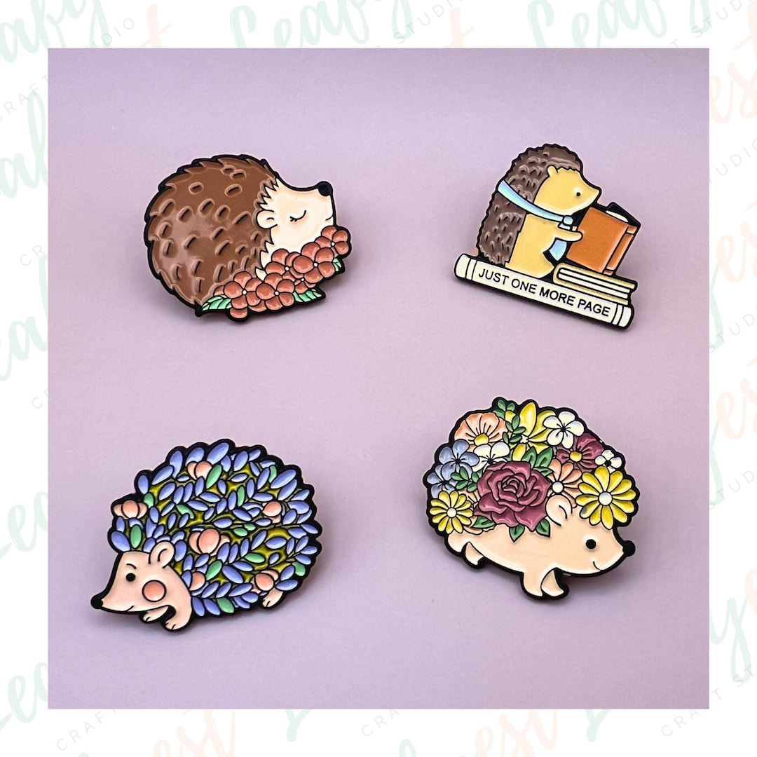 Hedgehog Enamel Pin, Book Lover Gift, Denim Jacket Accessory - Etsy