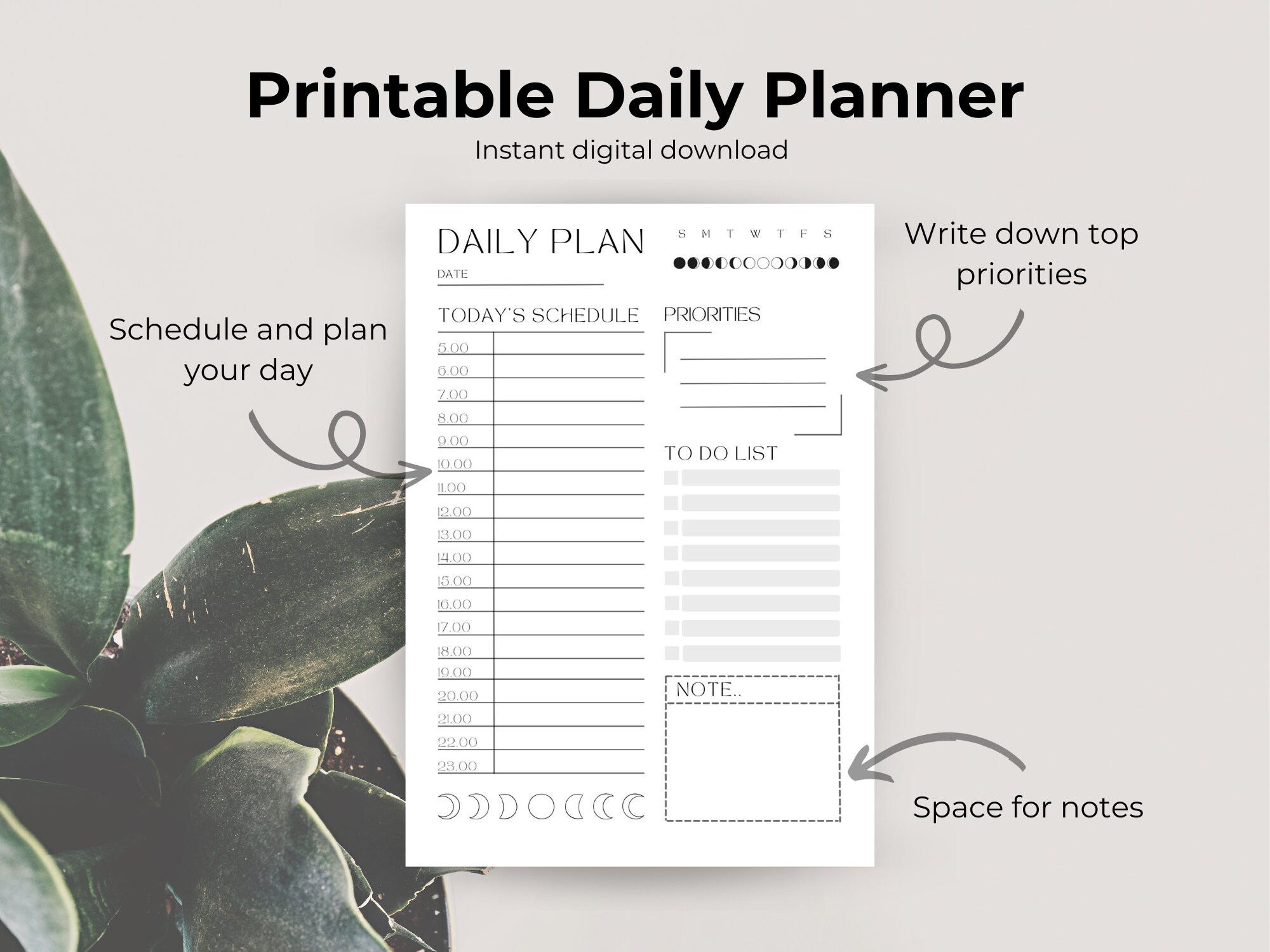 Simple Monthly Planner Printable Minimal Monthly Schedule - Etsy