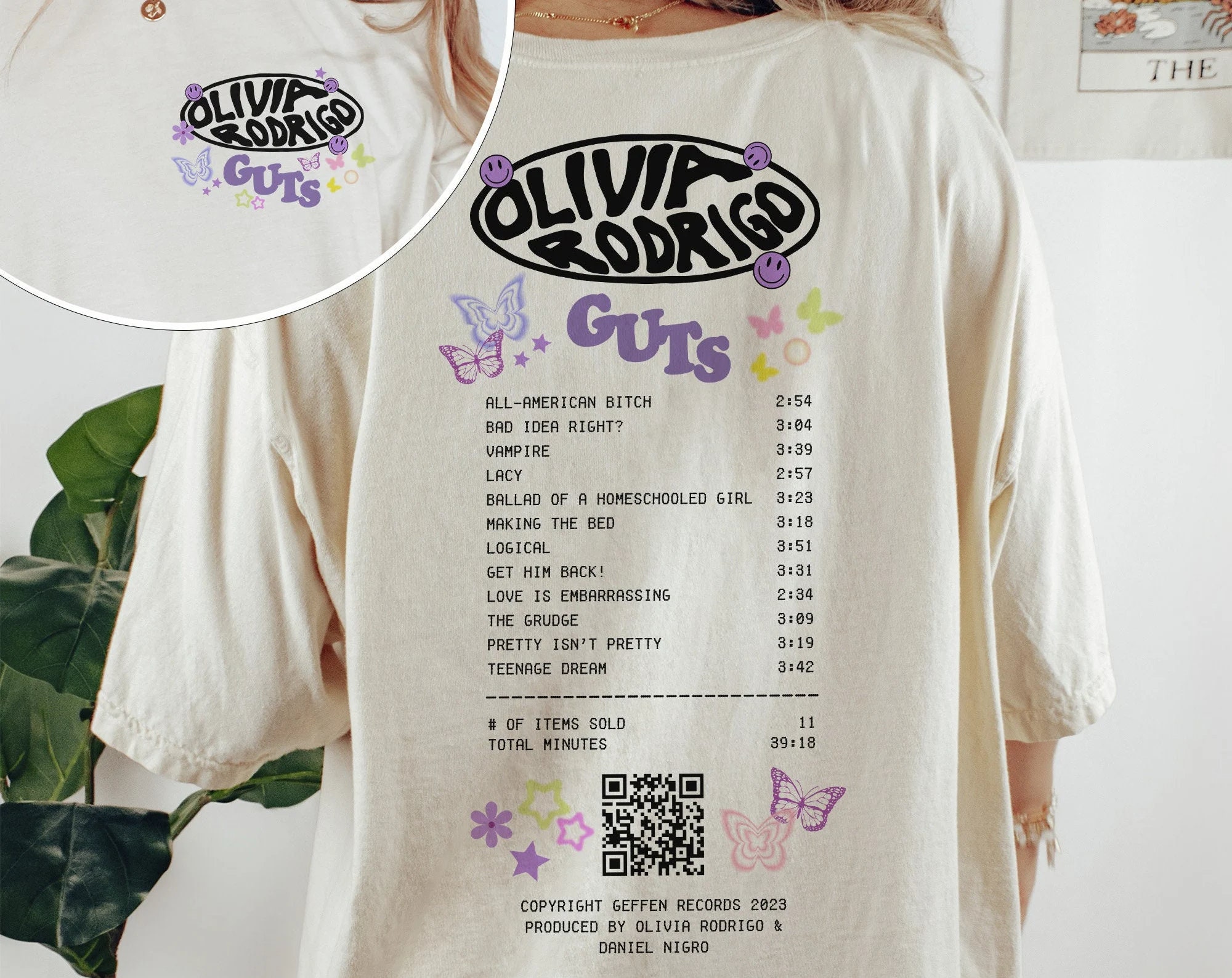 Olivia Rodrigo Guts 2Sides Shirt, Album Tracklist Tee, Olivia Rodrigo ...