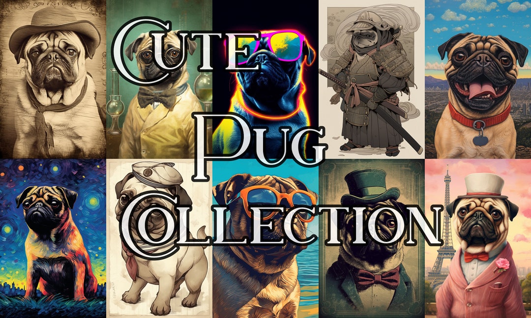 Pug-tastic Adventures: A Collection of 10 Adorable Digital Art ...