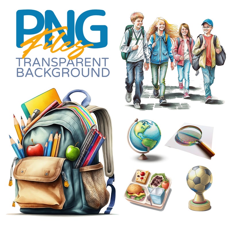 Back to School PNG, School Clipart Bundle, School Supplies, Teacher and ...