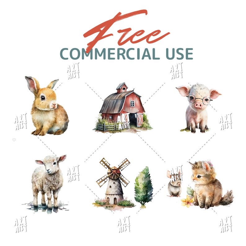 Cute Farm Clipart Little Farm Animals Digital Download - Etsy