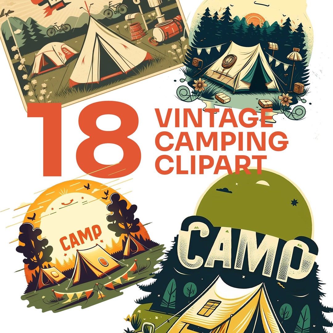 18 Vintage Camping Clipart, Camping Logo, Label Shits, Forest Camping Clipart, Camp Life,outdoor ...