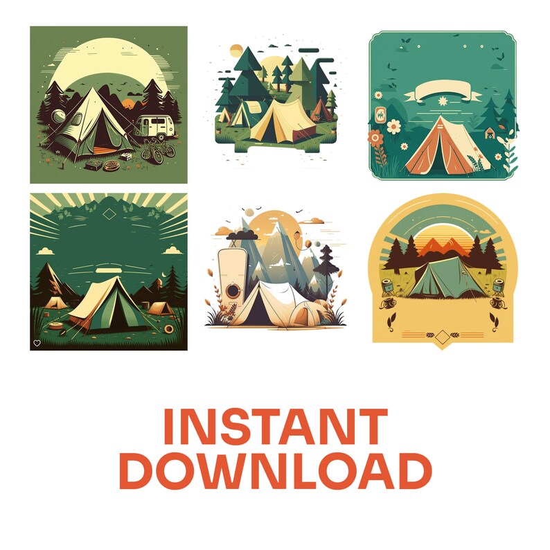 18 Vintage Camping Clipart, Camping Logo, Label Shits, Forest Camping Clipart, Camp Life,outdoor ...