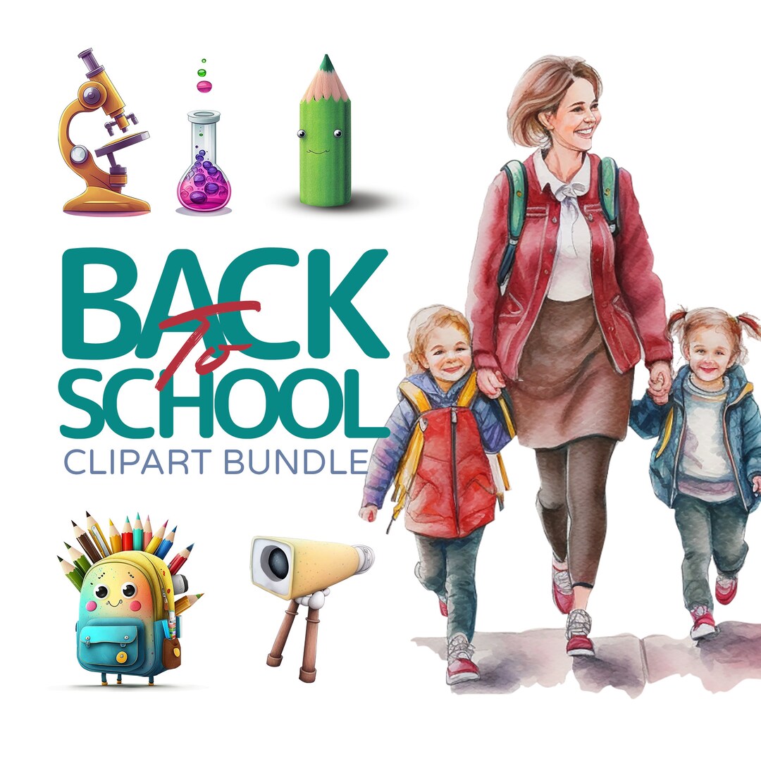 Back to School PNG, School Clipart Bundle, School Supplies, Teacher and ...